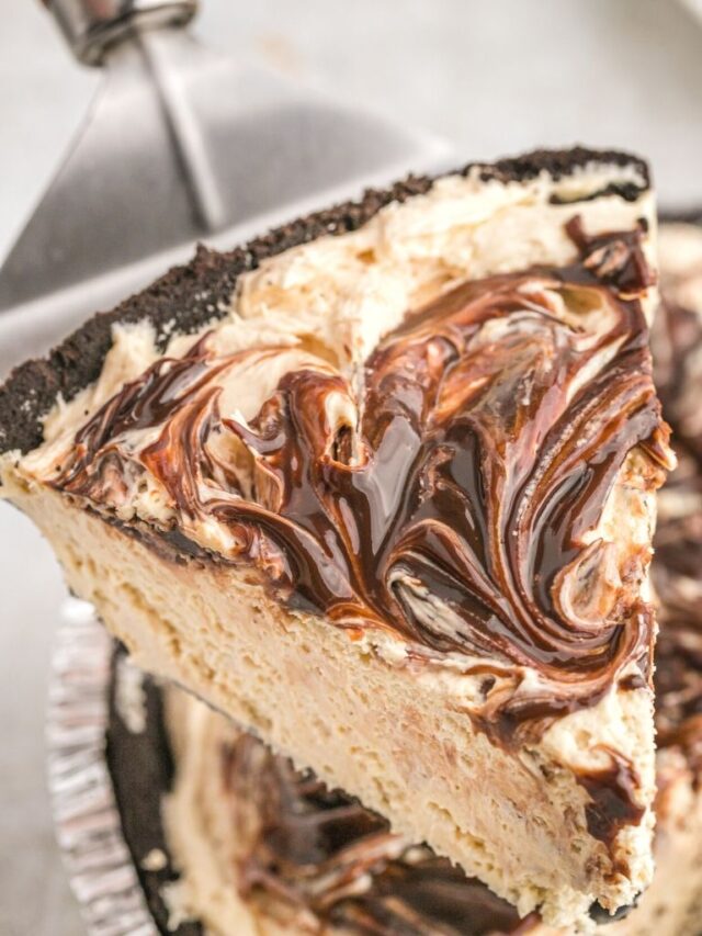 No Bake Peanut Butter Fudge Swirl Pie - Together as Family