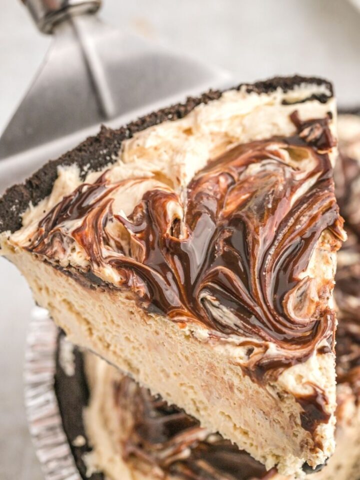 No Bake Peanut Butter Fudge Swirl Pie - Together as Family