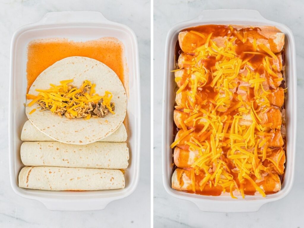 Cheesy Ground Beef & Rice Enchiladas - Together as Family