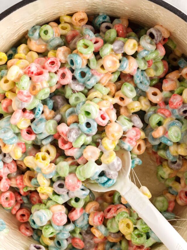 Froot Loop Cereal Marshmallow Bars - Together as Family