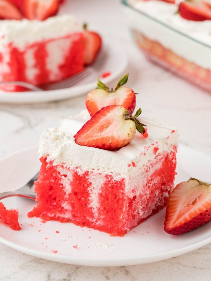 Strawberry Jello Poke Cake - Together as Family