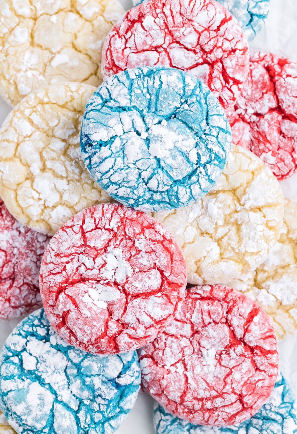 Red White & Blue Cake Mix Crinkle Cookies - Together as Family