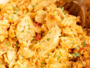 Easy One Pot Queso Chicken and Rice - Together as Family