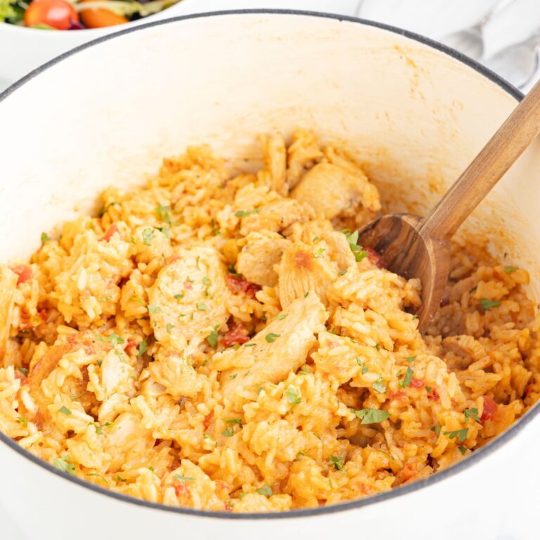 Easy One Pot Queso Chicken and Rice - Together as Family