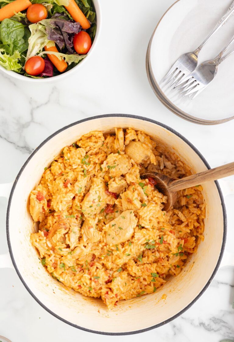 Easy One Pot Queso Chicken and Rice - Together as Family