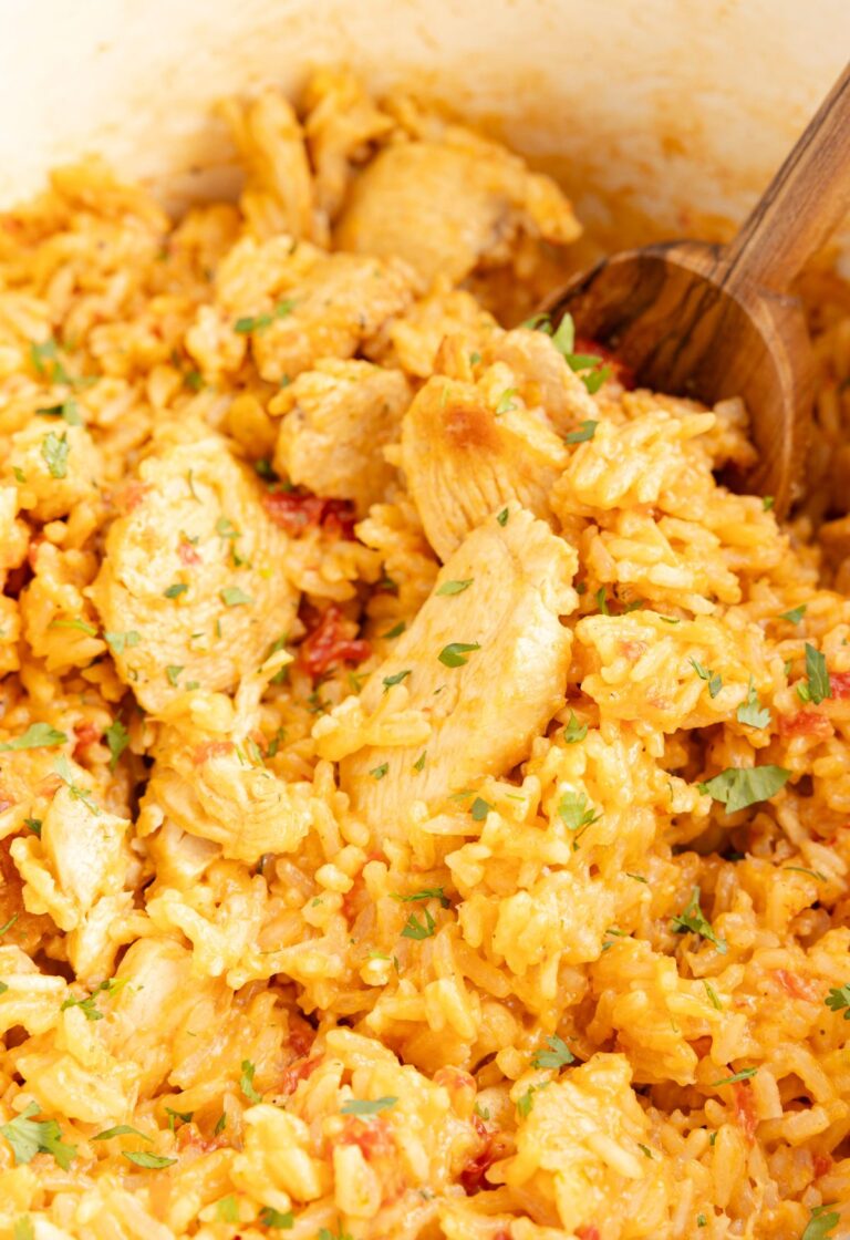 Easy One Pot Queso Chicken and Rice - Together as Family