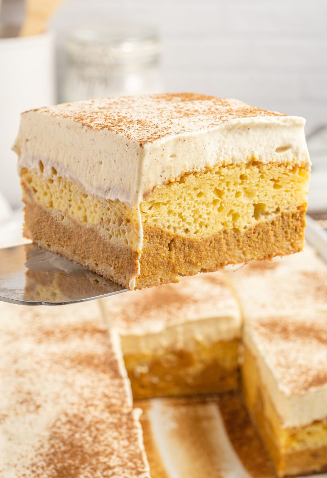 Pumpkin Magic Cake With Pumpkin Spice Pudding Frosting - Together as Family