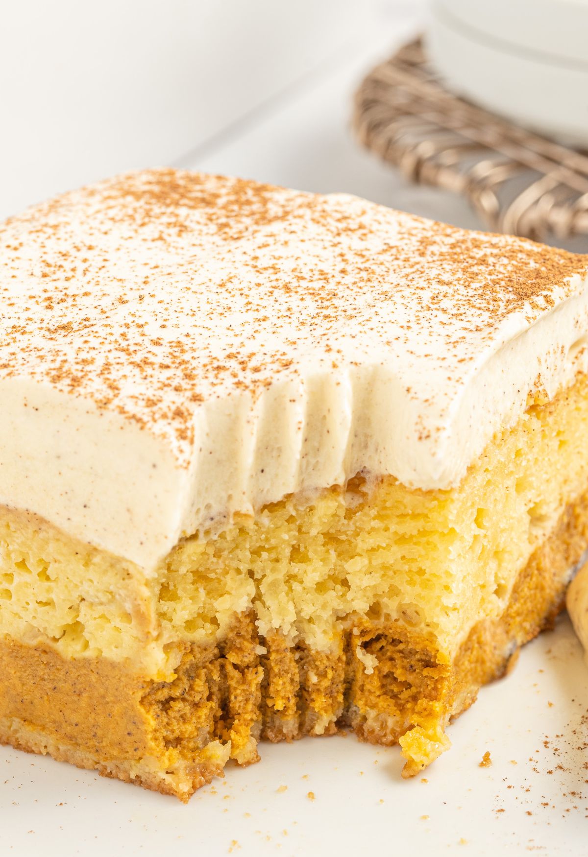 Pumpkin Magic Cake With Pumpkin Spice Pudding Frosting - Together as Family