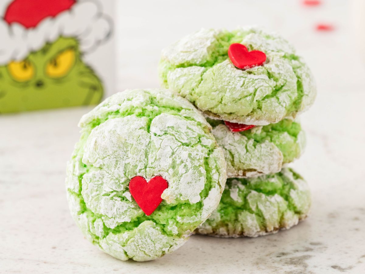 Easy Grinch Cookies (Made With A Cake Mix) - Together as Family