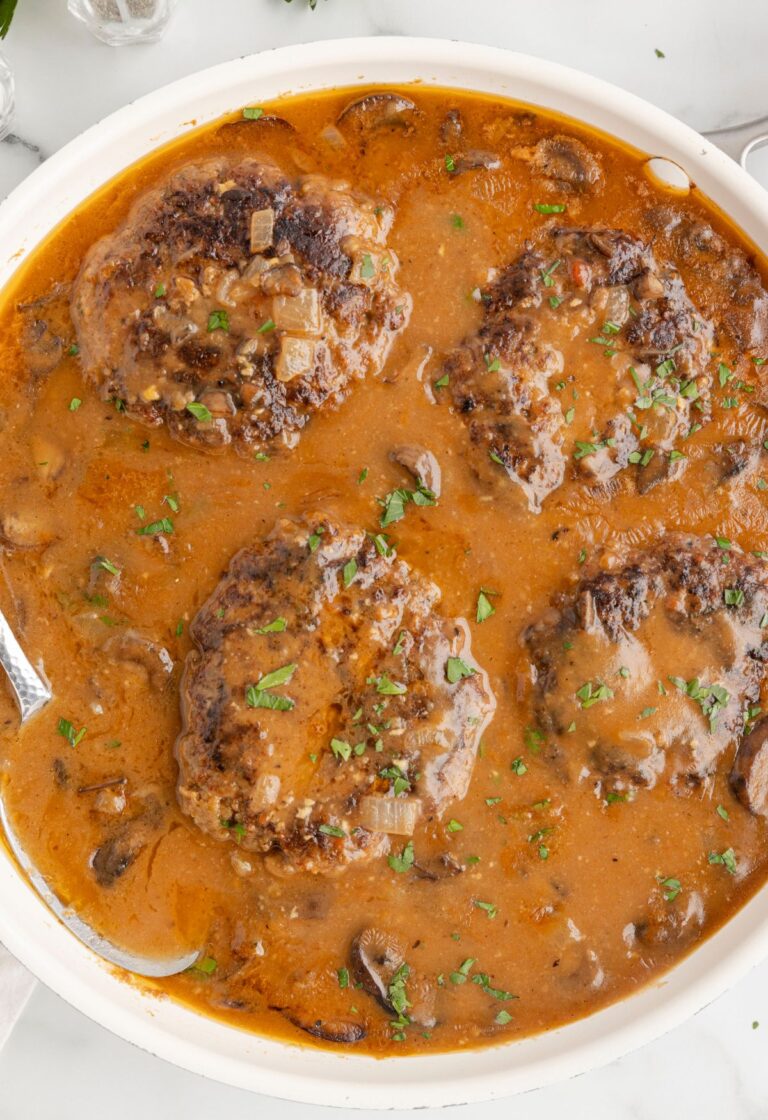 Homemade Salisbury Steak Recipe With Mushroom Gravy - Together as Family