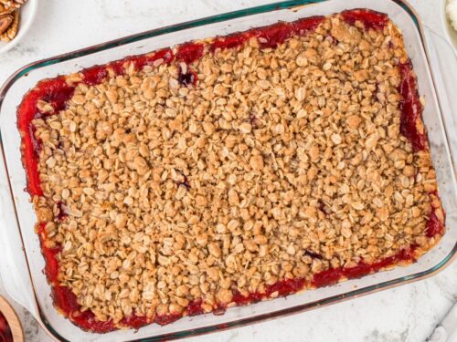 Easy Cherry Crisp (Cherry Pie Filling) - Together as Family