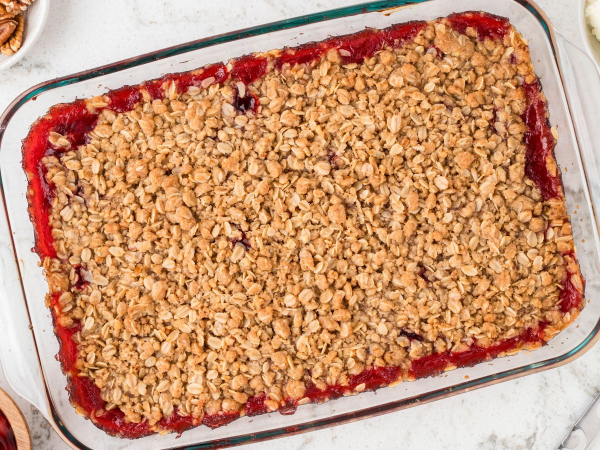 Easy Cherry Crisp (Cherry Pie Filling) - Together as Family