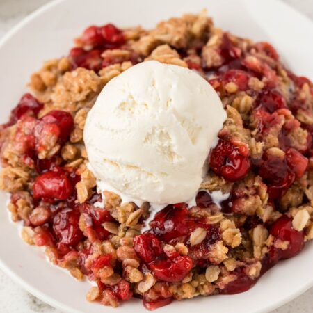 Easy Cherry Crisp (Cherry Pie Filling) - Together as Family