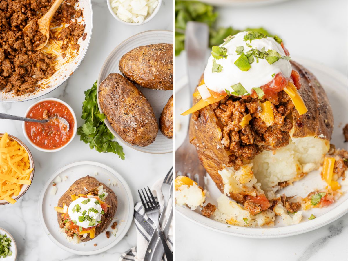 Taco Potatoes (Taco Stuffed Baked Potato) - Together as Family