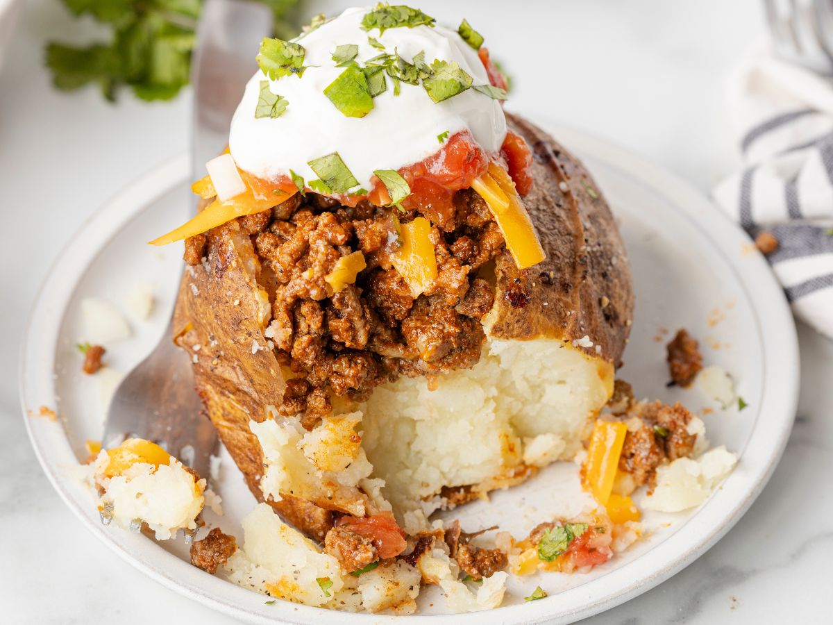 Taco Potatoes (Taco Stuffed Baked Potato) - Together as Family