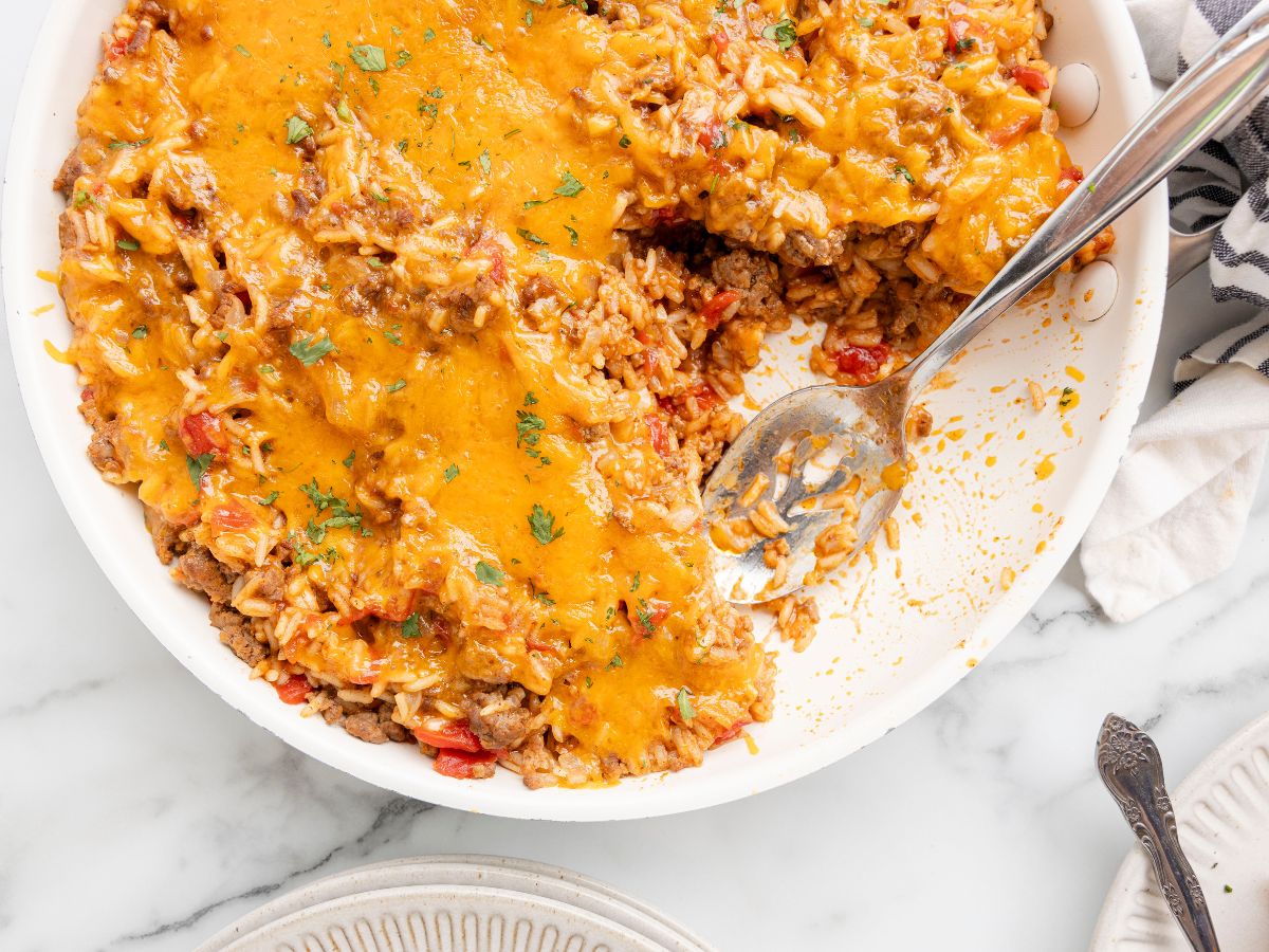 One Pot Cheesy Taco Rice - Together as Family