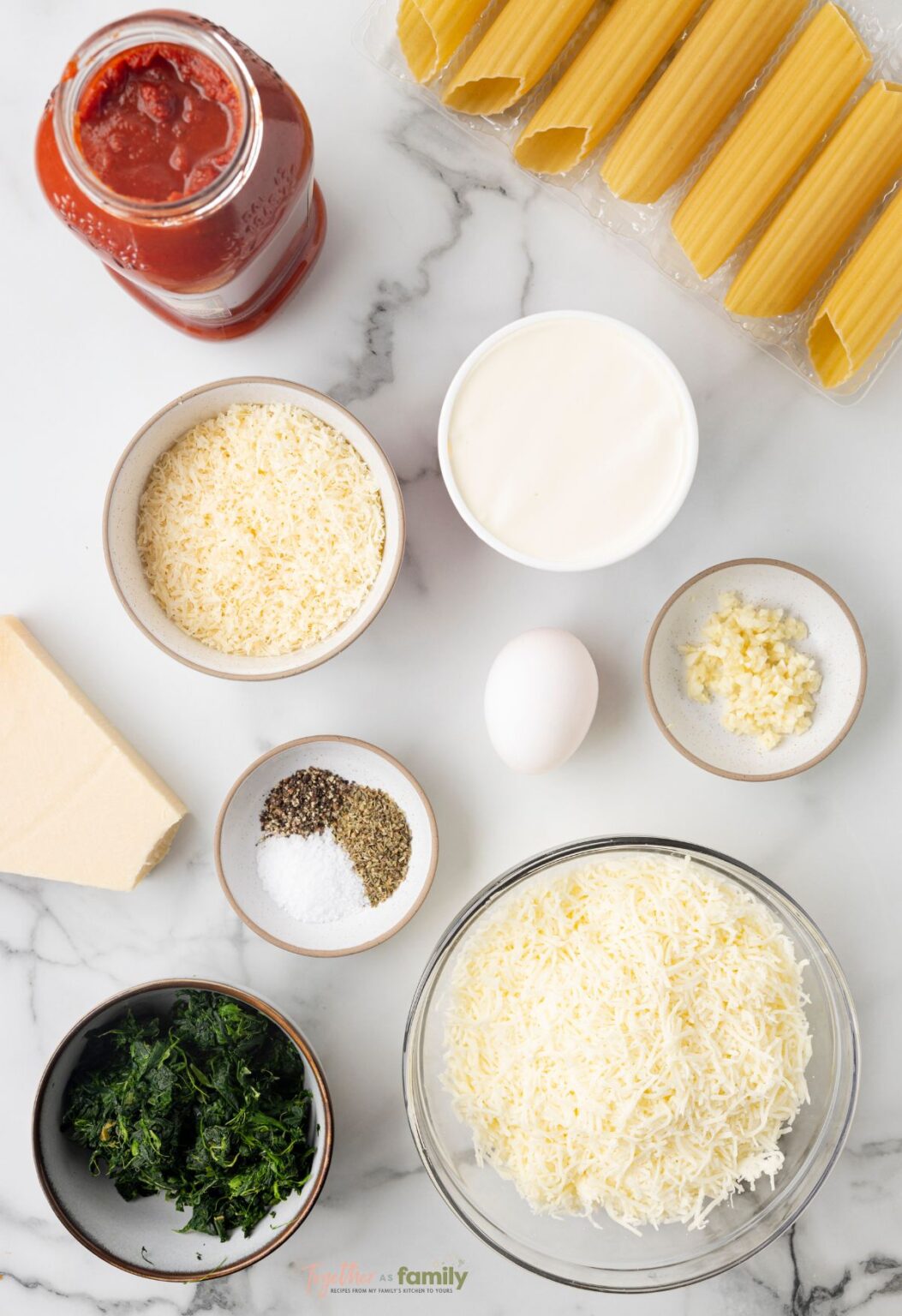 Spinach and Ricotta Cheese Stuffed Manicotti - Together as Family