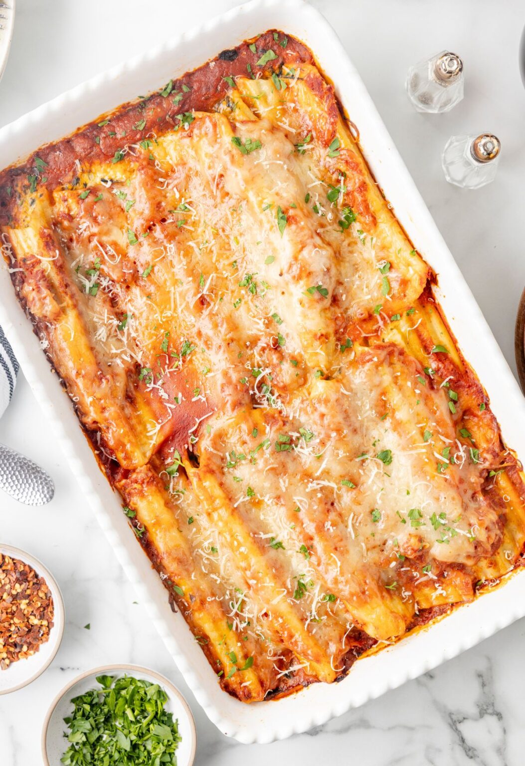 Spinach and Ricotta Cheese Stuffed Manicotti - Together as Family