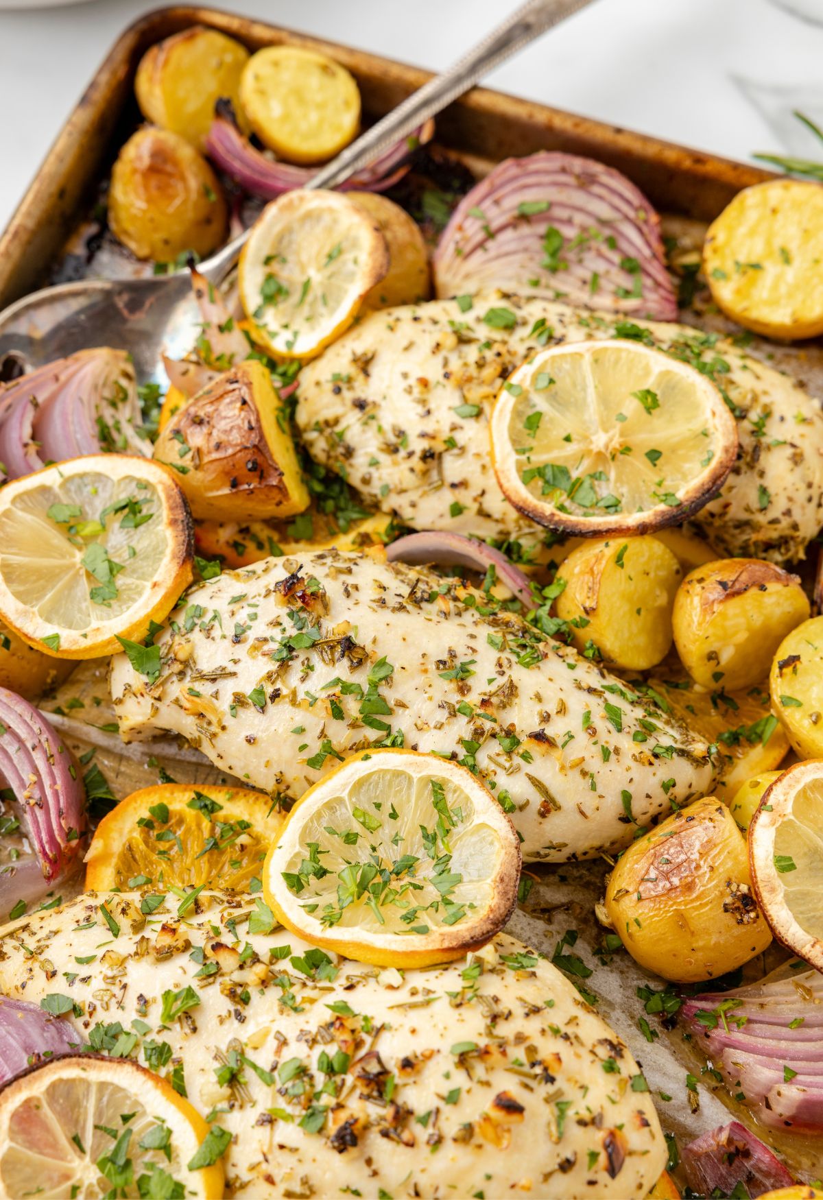 Sheet Pan Citrus Herb Chicken and Potatoes - Together as Family