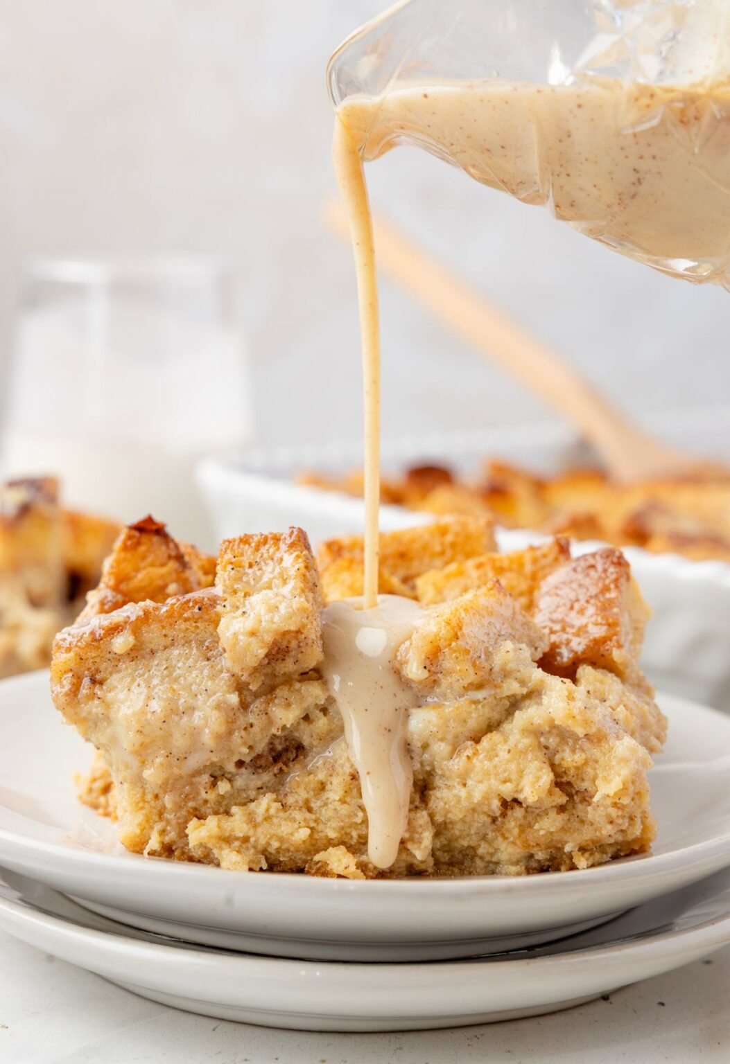 Eggnog Bread Pudding With Eggnog Custard Sauce - Together as Family