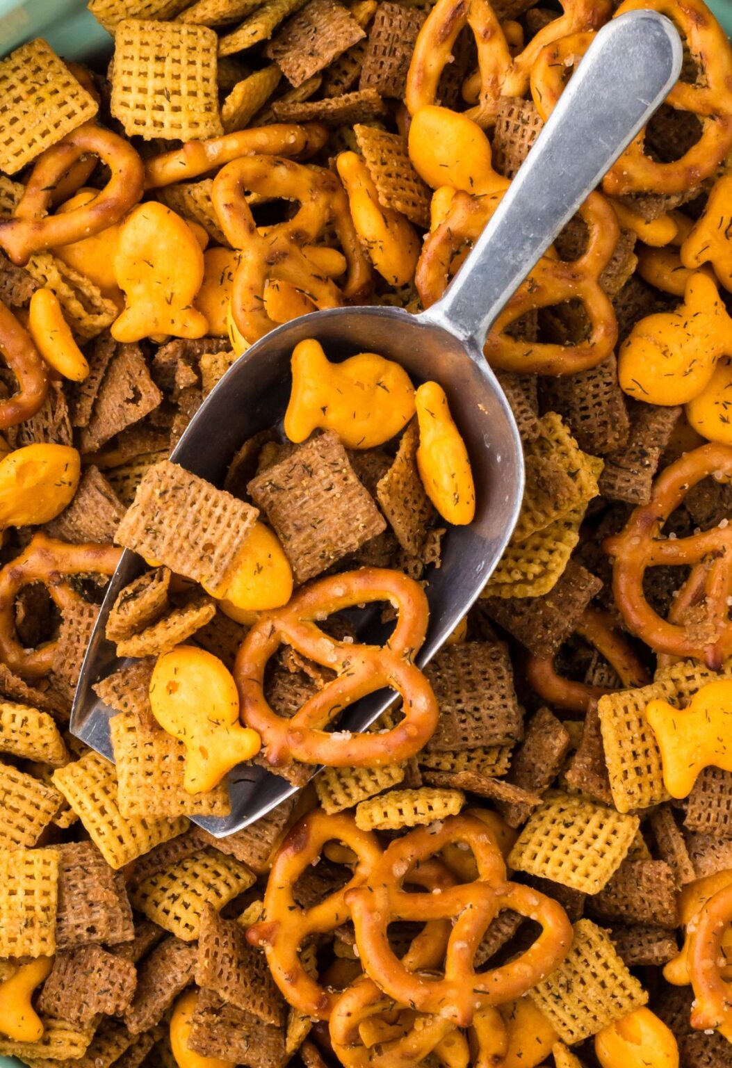 Dill Pickle Chex Mix Recipe (Savory Party Snack Mix) - Together as Family